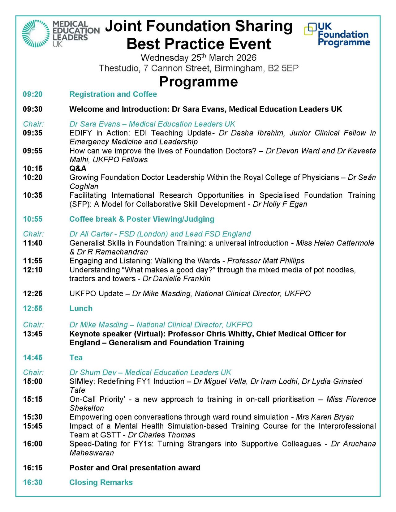 Foundation Programme Sharing Event 2026 | Med Ed Leaders